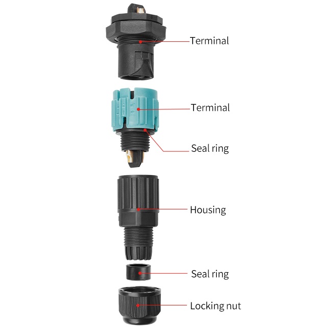 M23 waterproof Plastic circular connectors,IP68,Solder type,Quick lock ...